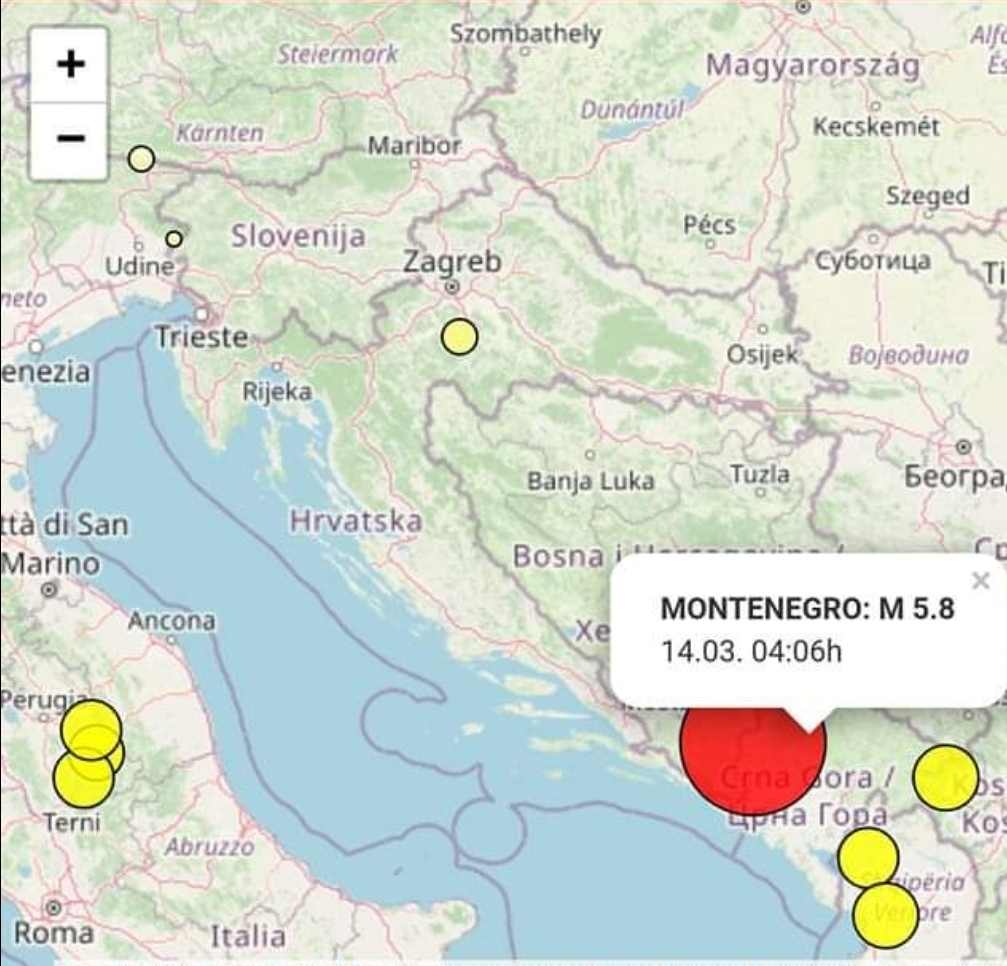 Snažan potres zatresao dubrovačko područje, epicentar od 5.6 po Richteru u Crnoj Gori - DubrovnikNet