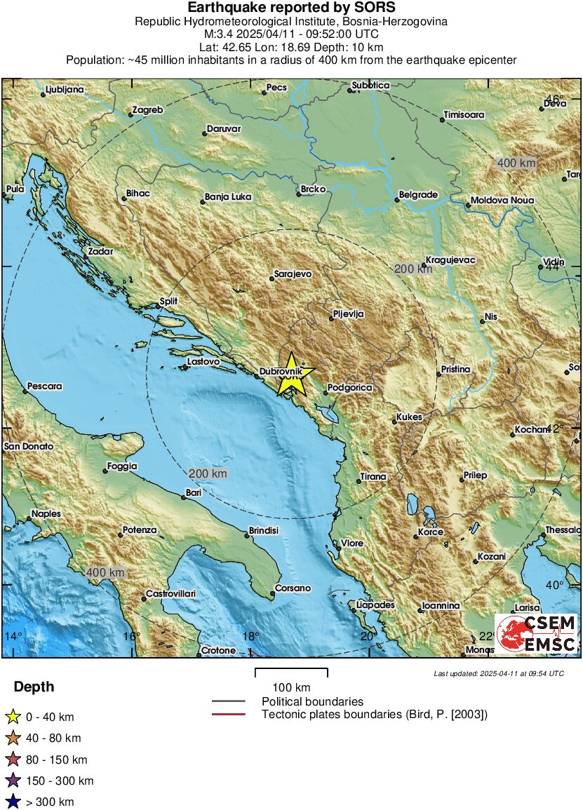 Sigurno ste ga osjetili - potres magnitude 3.4 s epicentrom u Crnoj Gori - DubrovnikNet